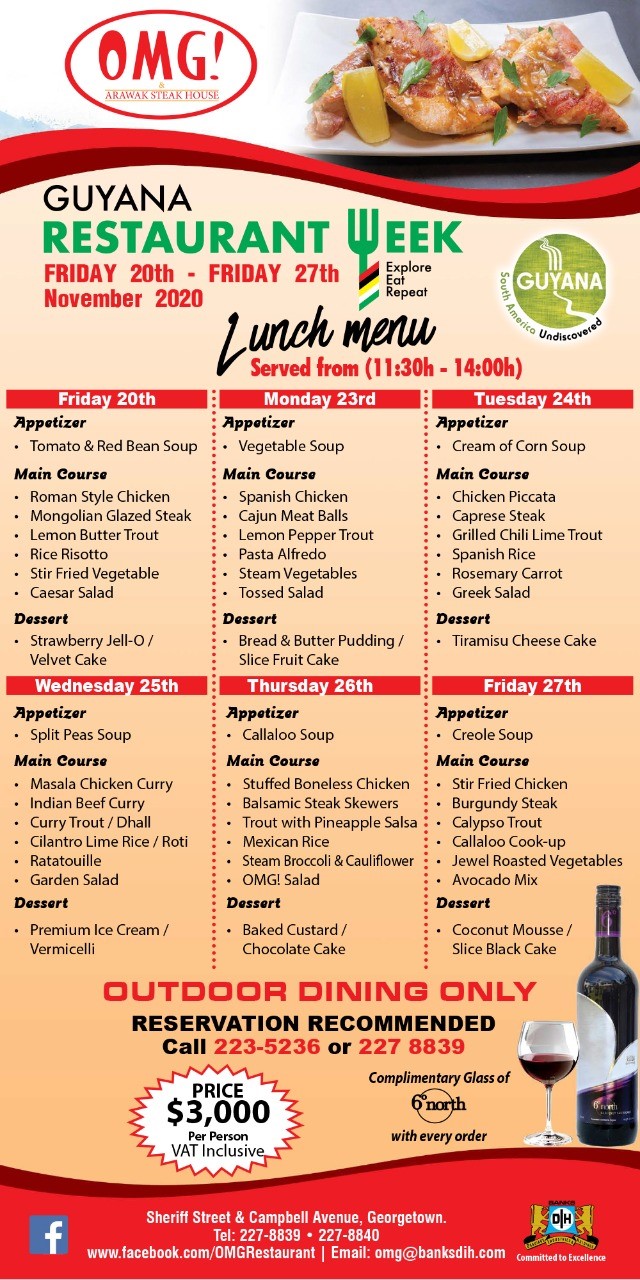 OMG Restaurant Week Menu | Banks DIH Ltd.